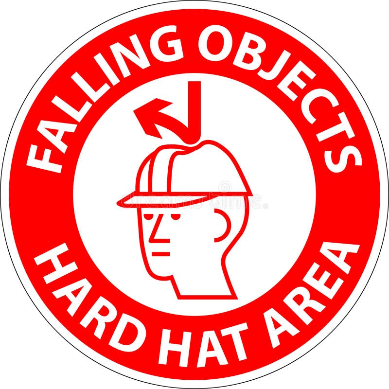 Danger Sign, Falling Objects Hard Hat Area Stock Vector - Illustration ...