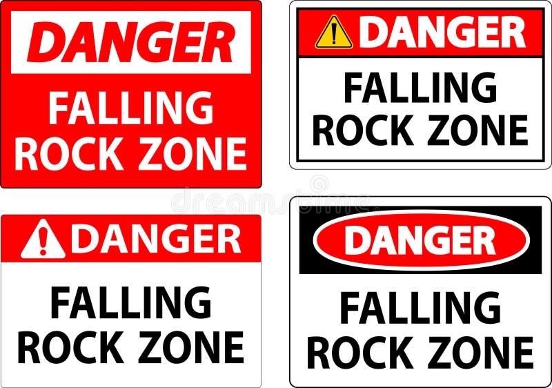 Danger Sign, Falling Rock Zone Stock Vector - Illustration of landscape ...