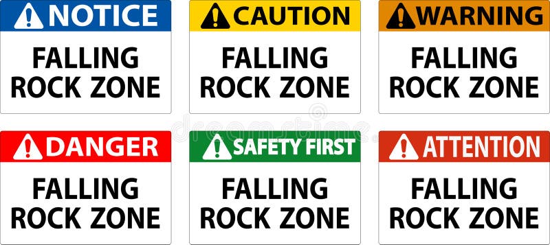 Danger Sign, Falling Rock Zone Stock Vector - Illustration of collapse ...