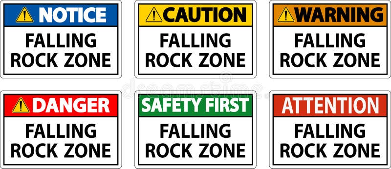 Danger Sign, Falling Rock Zone Stock Vector - Illustration of building ...