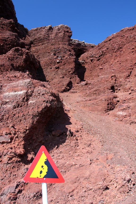 Danger Sign - Falling Rocks Stock Image - Image of hill, outdoors: 22363289