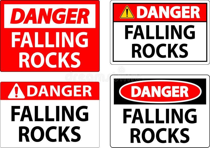 Danger Sign, Falling Rocks stock vector. Illustration of information ...
