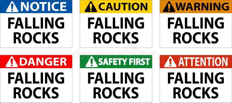 Danger Sign, Falling Rocks stock vector. Illustration of highway ...