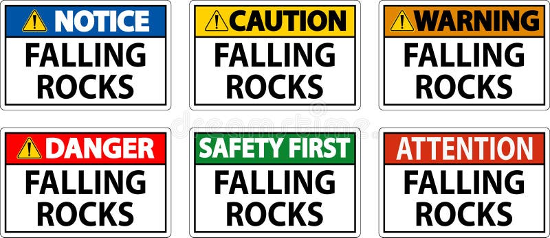 Danger Sign, Falling Rocks stock vector. Illustration of cliff - 305346768