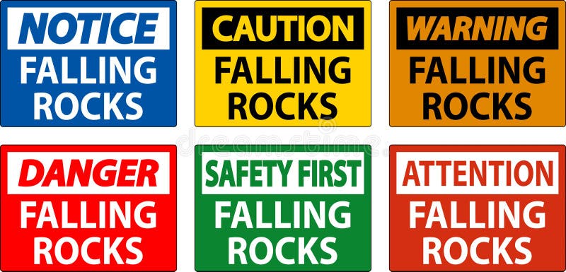Danger Sign, Falling Rocks stock vector. Illustration of falling ...