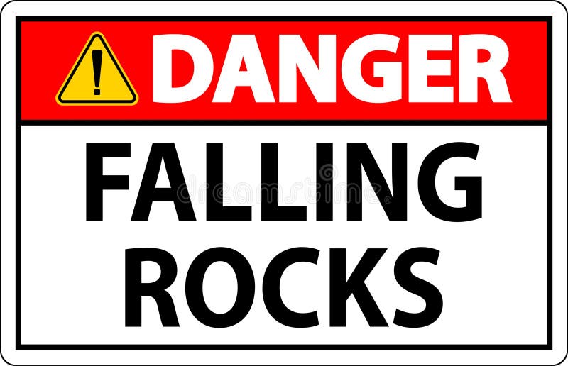 Danger Sign, Falling Rocks stock vector. Illustration of hillside ...