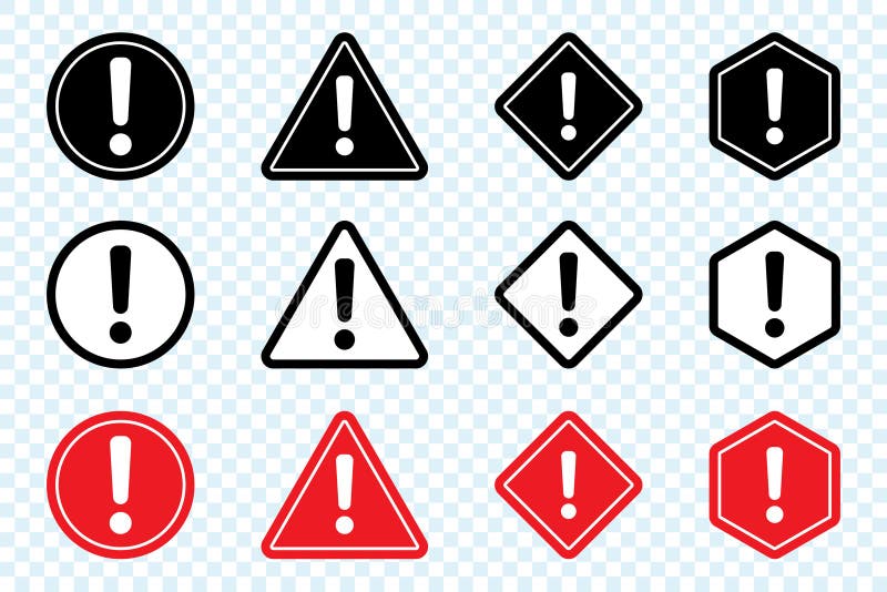 Danger Sign Flat Design. Caution Error Icon with Exclamation Mark Stock ...