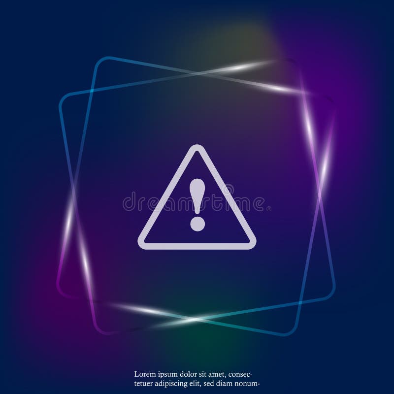 Danger Sign Flat Neon Light Icon. Vector Symbol of Attention Caution ...