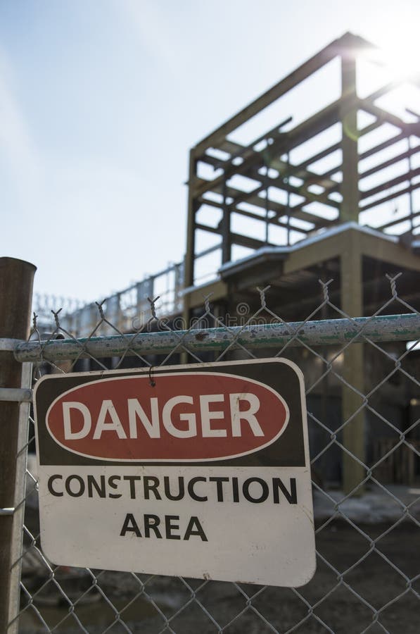 Danger Sign at the Construction Area Stock Image - Image of building ...