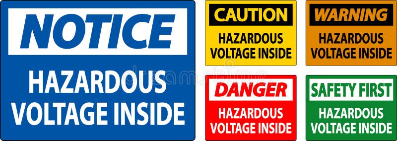 Danger Sign Hazardous Voltage Inside Stock Vector - Illustration of ...