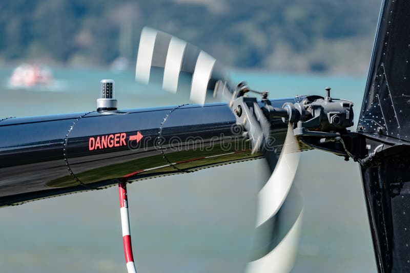 Danger Sign on the Helicopter Tail Pointing at Rotating Blade Stock ...
