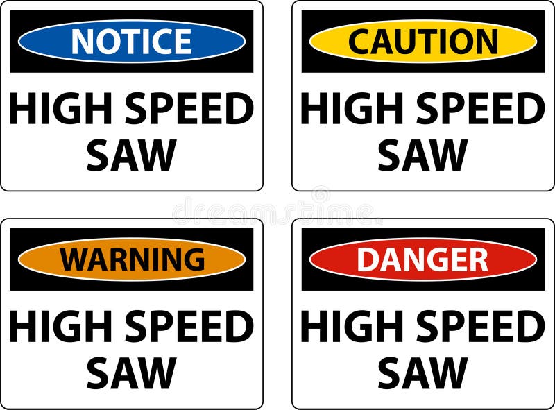Danger Sign High Speed Saw on White Background Stock Vector ...