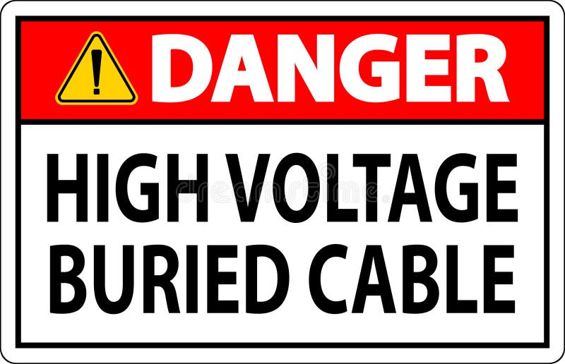 Danger Sign High Voltage Buried Cable on White Background Stock Vector ...