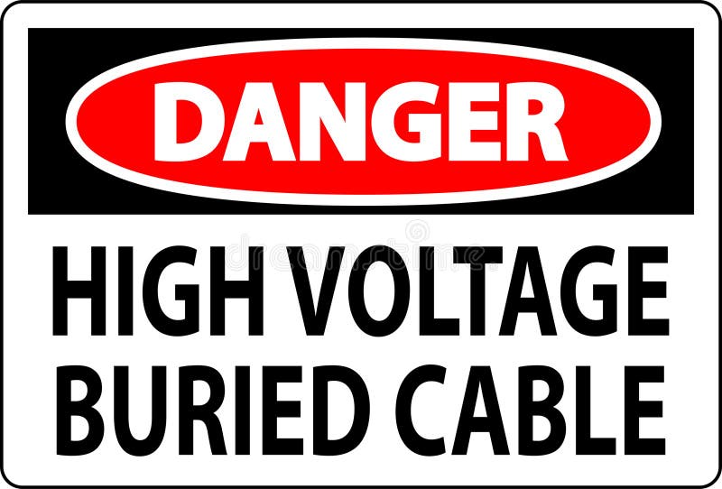 Danger Sign High Voltage Buried Cable on White Background Stock Vector ...