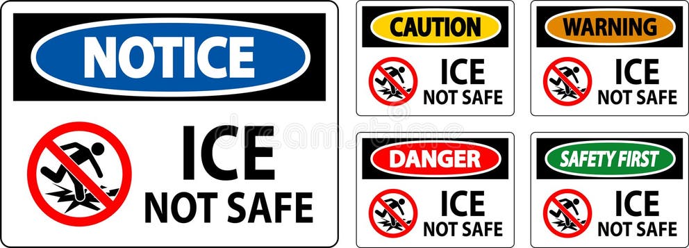 Danger Sign Ice Not Safe stock vector. Illustration of attention ...