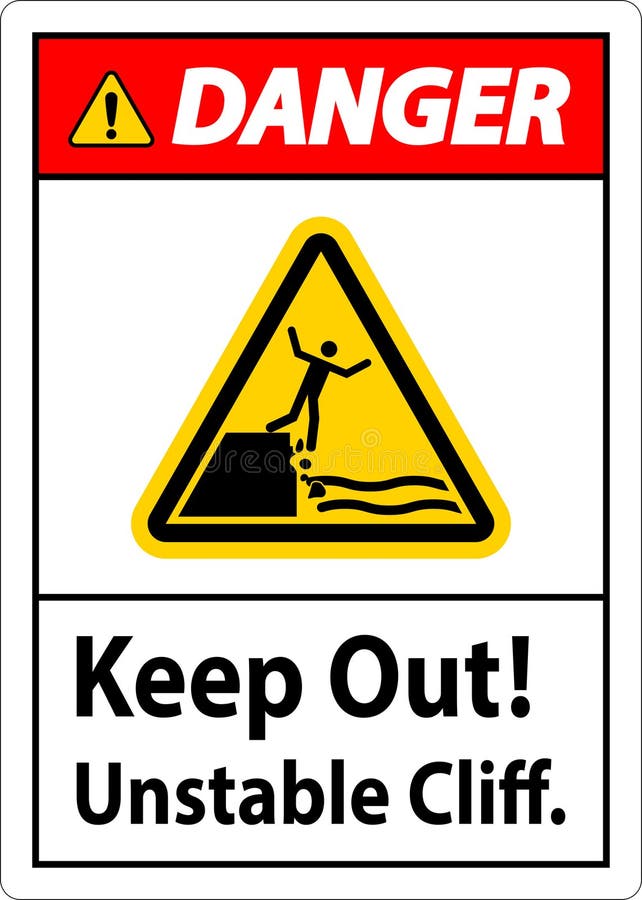 Danger Sign, Keep Out Unstable Cliff Stock Vector - Illustration of ...