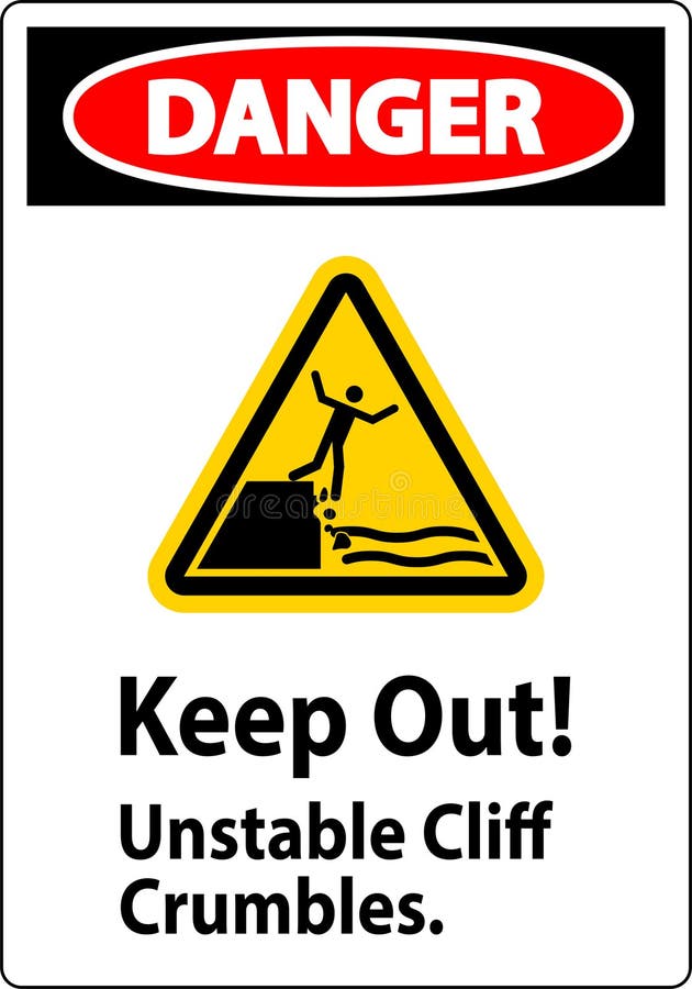 Danger Sign, Keep Out Unstable Cliff Crumbles Stock Vector ... Danger Sign, Keep Out Unstable Cliff Crumbles Stock Vector ...