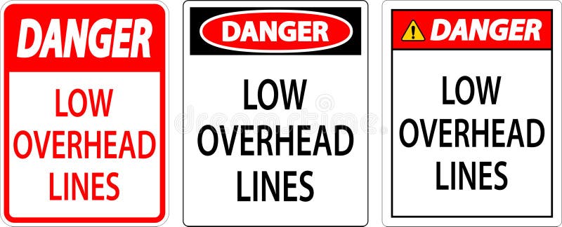 Danger Sign Low Overhead Lines Stock Vector - Illustration of lightning ...