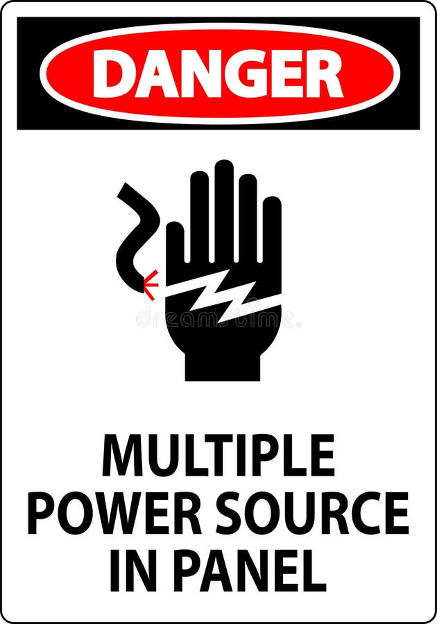 Danger Sign Multiple Power Source in Panel Stock Vector - Illustration ...