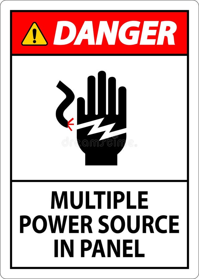 Danger Sign Multiple Power Source in Panel Stock Vector - Illustration ...