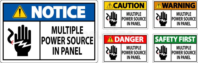 Danger Sign Multiple Power Source in Panel Stock Vector - Illustration ...