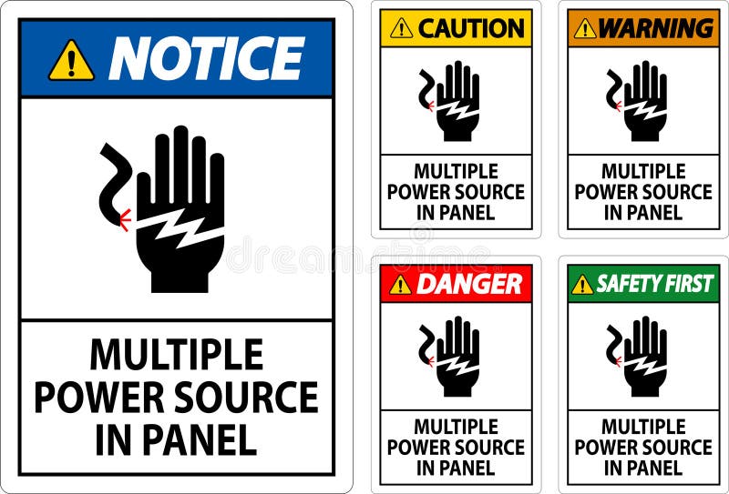 Danger Sign Multiple Power Source in Panel Stock Vector - Illustration ...
