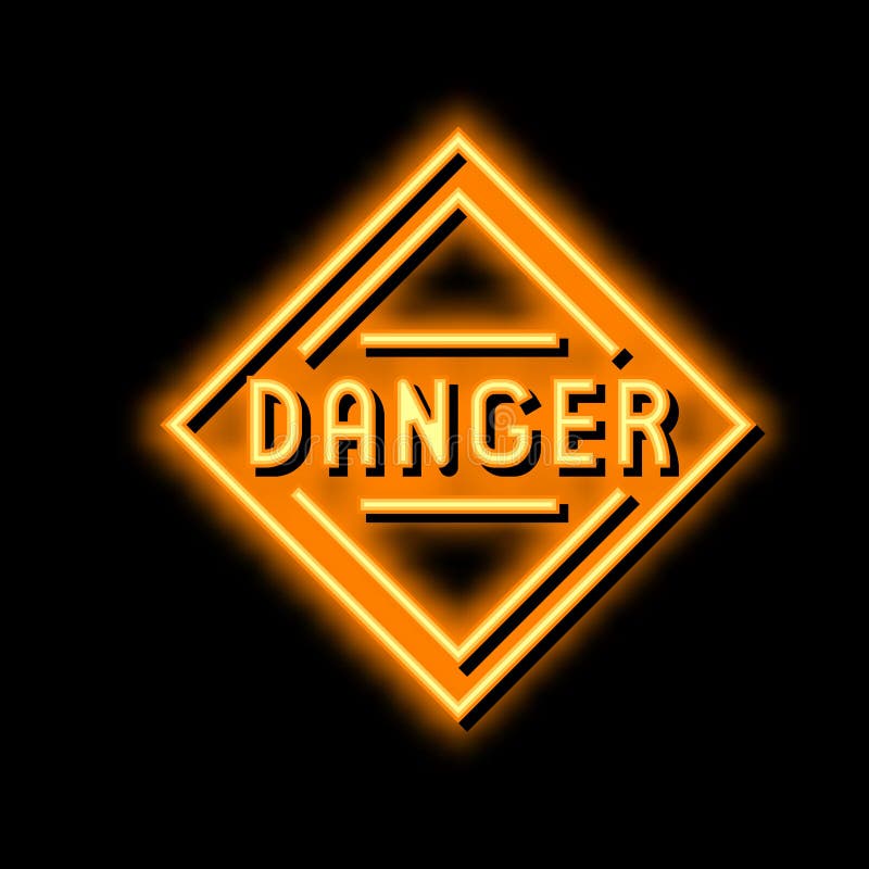 Danger Sign Neon Glow Icon Illustration Stock Vector - Illustration of ...