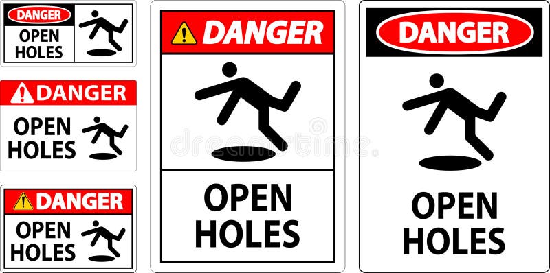Danger Sign Open Holes stock vector. Illustration of equipment - 297976120