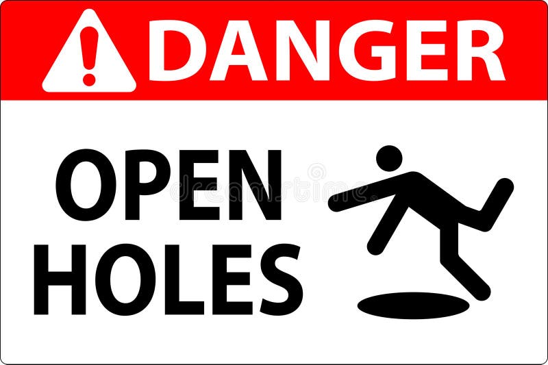 Danger Sign Open Holes stock vector. Illustration of industrial - 297976124