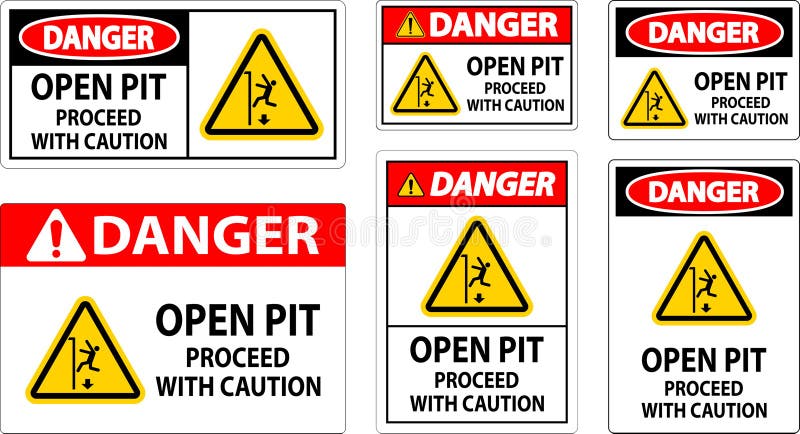 Danger Sign Open Pit Proceed with Caution Stock Vector - Illustration ...