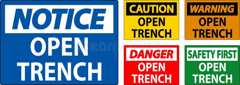 Danger Sign Open Trench stock vector. Illustration of industry - 297581286