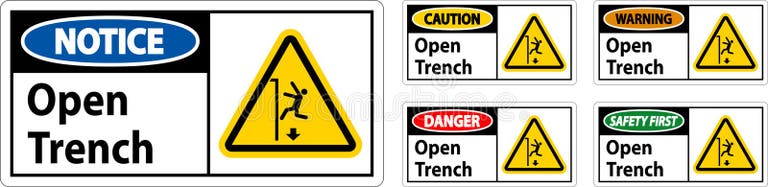 Danger Sign Open Trench stock vector. Illustration of attention - 297802643