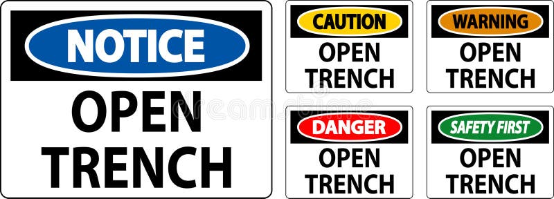 Danger Sign Open Trench stock vector. Illustration of label - 297222334