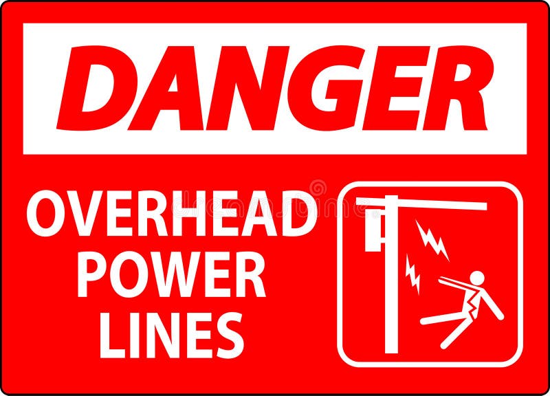 Danger Sign Overhead Power Lines Stock Vector - Illustration of arrow ...