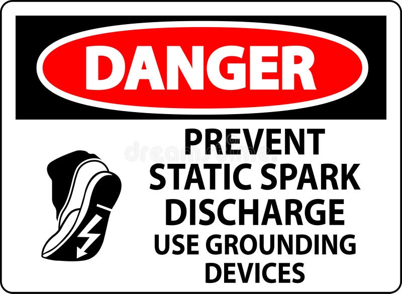 Danger Sign Prevent Static Spark Discharge, Use Grounding Devices Stock ...