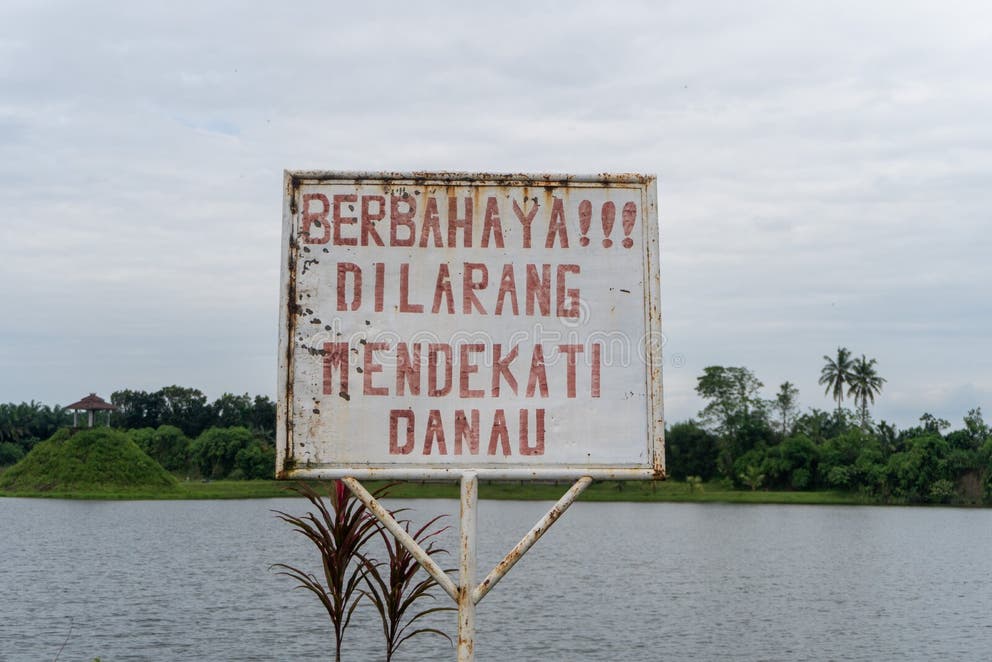 Danger Sign Prohibited from Approaching the Lake Stock Image - Image of ...
