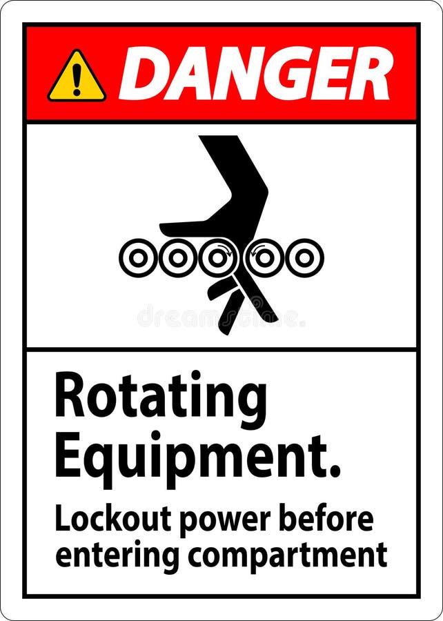 Danger Sign, Rotating Equipment, Lockout Power before Entering ...