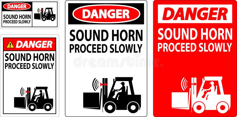 Danger Sign Sound Horn Proceed Slowly Stock Vector - Illustration of ...