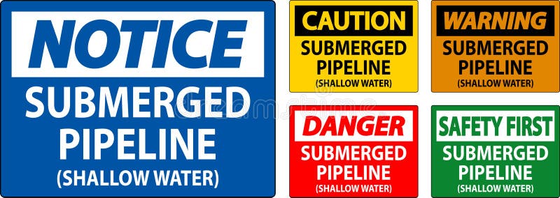 Danger Sign Submerged Pipeline (Shallow Water Stock Vector ...