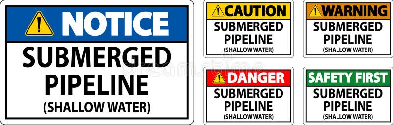 Danger Sign Submerged Pipeline (Shallow Water Stock Vector ...