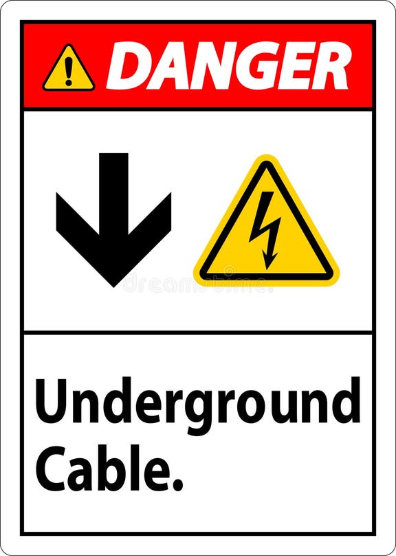 Danger Sign, Underground Cable Sign Stock Vector - Illustration of ...