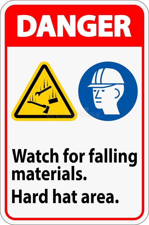 Danger Sign, Watch for Falling Materials, Hard Hat Area Stock Vector ...