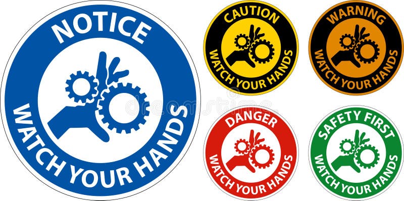 Danger Sign Watch Your Hands and Fingers Stock Vector - Illustration of ...