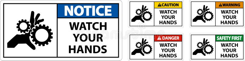 Danger Sign Watch Your Hands and Fingers Stock Vector - Illustration of ...