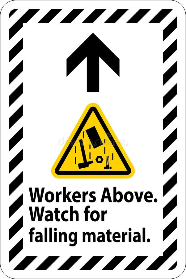 Danger Sign, Workers Above Falling Material Stock Vector - Illustration ...