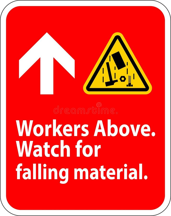 Danger Sign, Workers Above Falling Material Stock Vector - Illustration ...