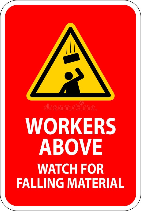 Danger Sign, Workers Above Watch for Falling Material Stock Vector ...