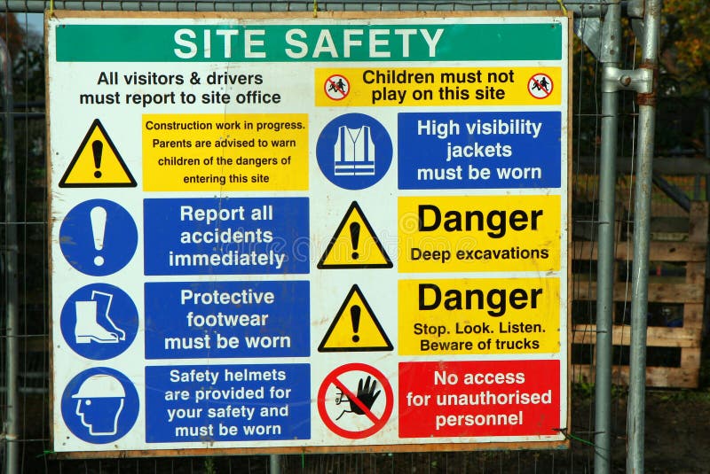 Danger Signs Construction Site. Stock Photo - Image of safety, injury ...