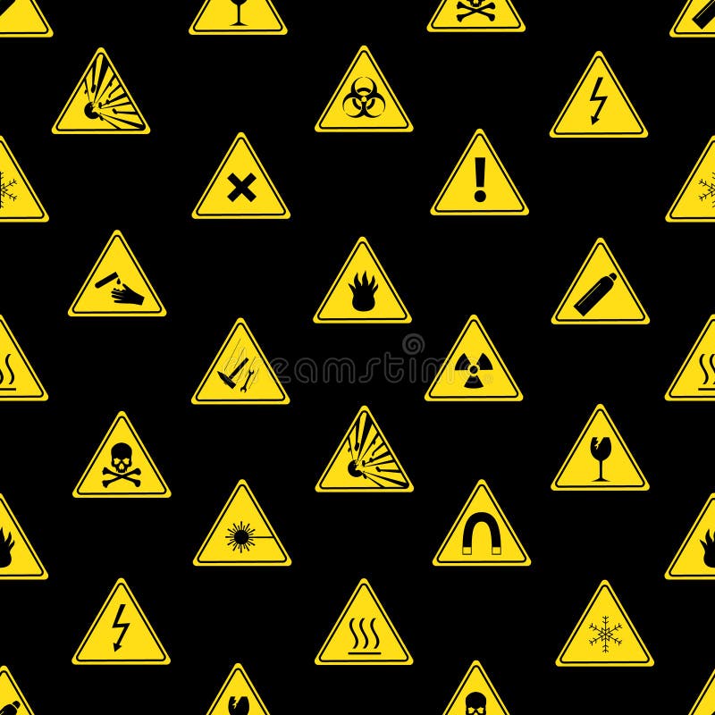 Danger Signs Types Seamless Pattern Stock Vector - Illustration of ...