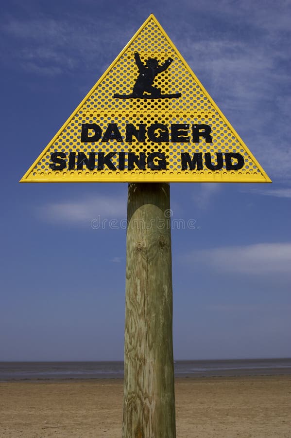 Danger Sinking Mud Sign, Sand Point Beach England Uk Stock Photo ...